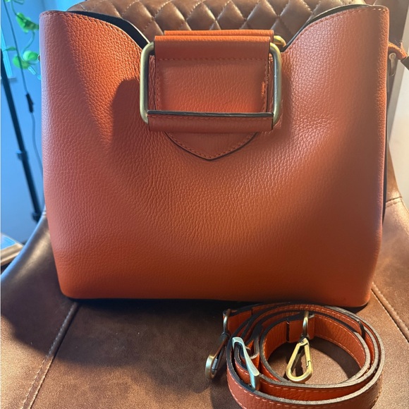 Isadora | Bags | Italian Leather Papaya Top Handlecrossbody Bag Like ...